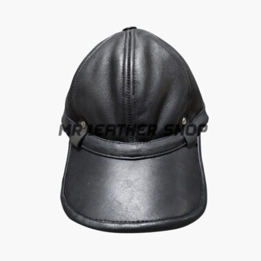 Men's Leather Caps - Leather caps With Stud and Stitch Strap and Black ...