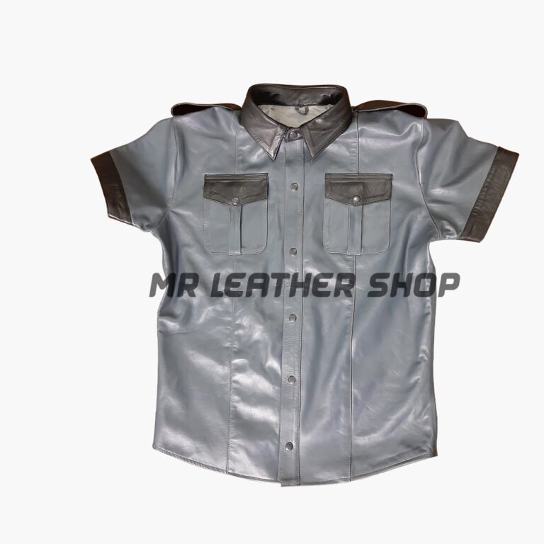 Leather Shirt For Men - Leather Shirt With Buttons On Front Strap