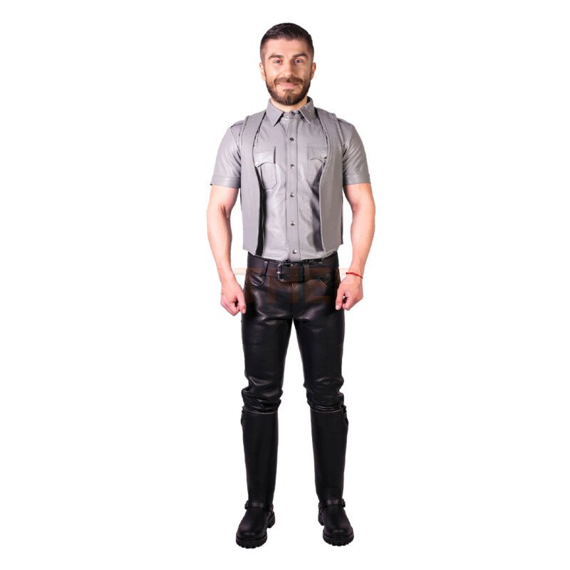 Gay Police Leather Uniform Specially Made With Genuine Leather.