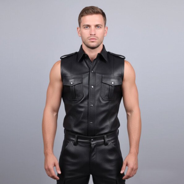 Sleeveless Leather Shirt - Mr Leather Shop